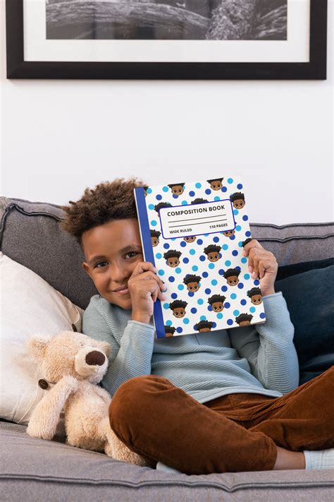 Wide Rule Composition Notebook Journal African American Boy Black Boy