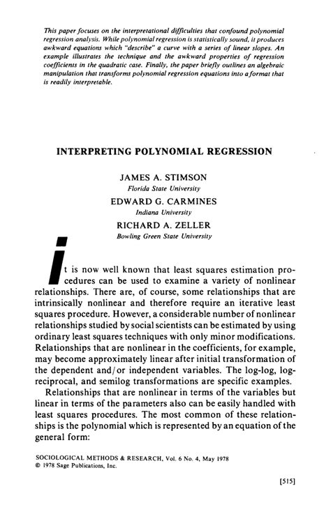 Pdf Interpreting Polynomial Regression