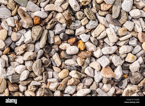 Backgroung Of Rock Gravel Pebbles Of Different Size And Shape Stock