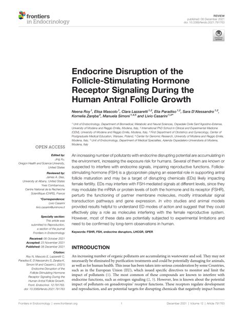 Pdf Endocrine Disruption Of The Follicle Stimulating Hormone Receptor