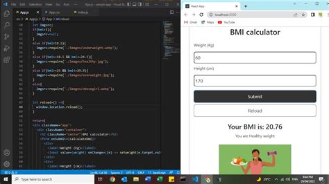 BMI Calculator With React JS And React Hooks Body Mass Index BMI