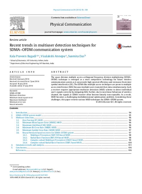 Pdf Multiuser Detection Techniques For Sdma Ofdm