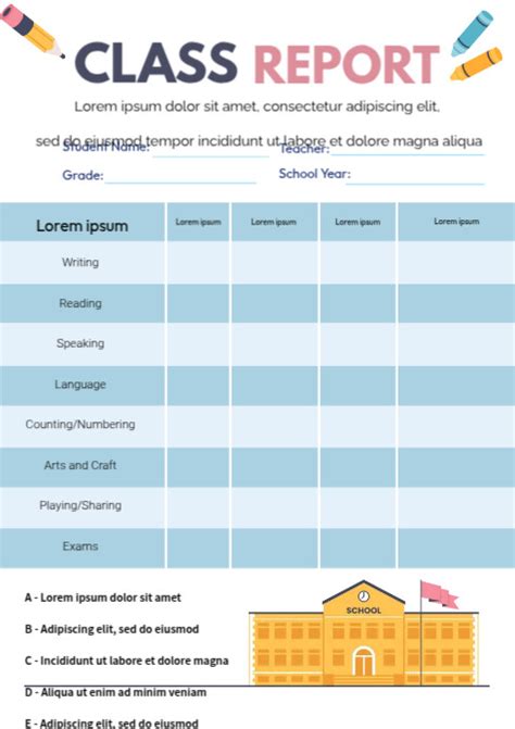 Elementary Report Card Template