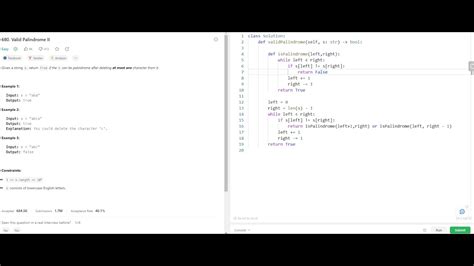 Meta Interview Question Valid Palindrome Ll Leetcode 680 Python