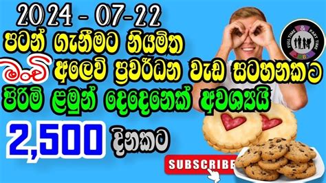 2024 07 22 පටන් ගැනීමට නියමිත මංචි අලෙවි ප්‍රවර්ධන වැඩ සටහනකට පිරිමි ළමයින් දෙදෙනෙක් අවශ්‍යයි
