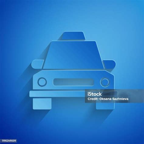 파란색 배경에 고립 된 종이 컷 택시 자동차 아이콘 종이 아트 스타일입니다 벡터 일러스트레이션 개념에 대한 스톡 벡터 아트 및 기타 이미지 Istock