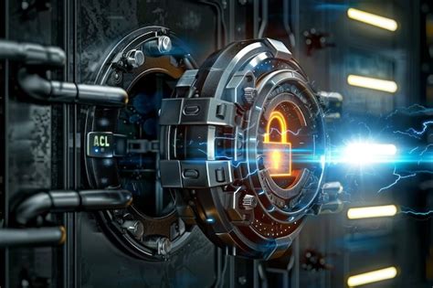Futuristic Security Portal With Glowing Padlocks Illustrating Advanced