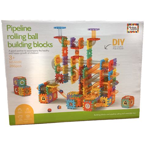 Pipeline Rolling Ball Building Blocks Marble Drop Set 286 Pcs Texas Toy Distribution