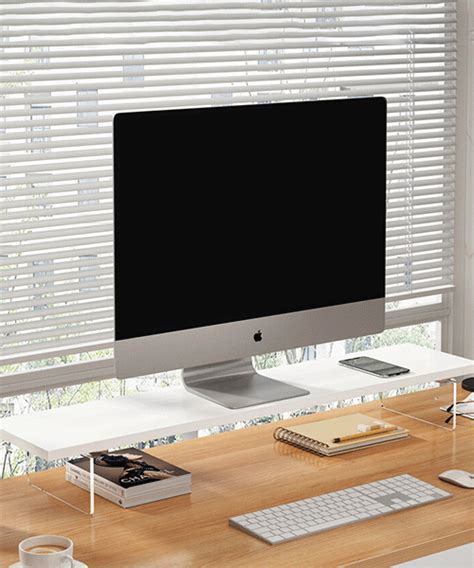 특가 아크릴 화이트 모니터 받침대 높이조절 키보드 마우스 수납 책상 정리 거북목 보호 모니터거치대 사무실 데스크 책상꾸미기 바른자세 모니터받침 에이블리