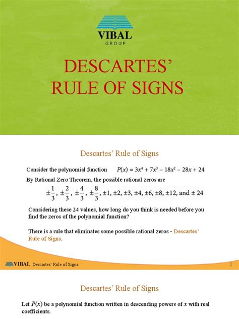 Descartes Rule Of Signs Pdf Polynomial Numbers