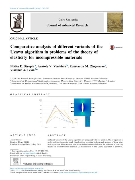 Pdf Comparative Analysis Of Different Variants Of The Uzawa Algorithm In Problems Of The