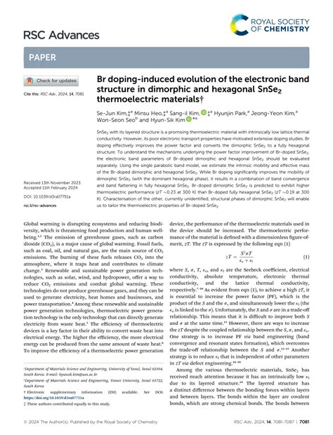 Pdf Br Doping Induced Evolution Of The Electronic Band Structure In Dimorphic And Hexagonal