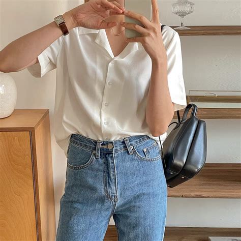 제이앤몰스 여성 오픈카라 블라우스 반팔 링클프리 여름 셔츠 여자 캐주얼 기본 남방 5컬러 W435