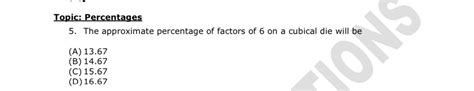 Solved Topic Percentages5 ﻿the Approximate Percentage Of