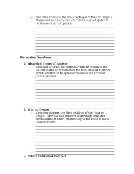 13th 2016 Documentary Viewing Guide Summary Vocabulary Questions KEY