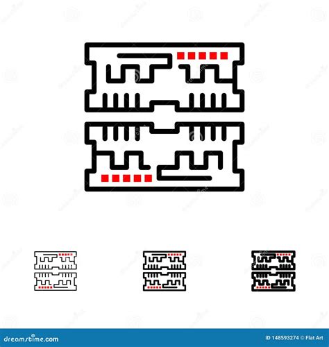 Cards Component Computer Bold And Thin Black Line Icon Set Stock