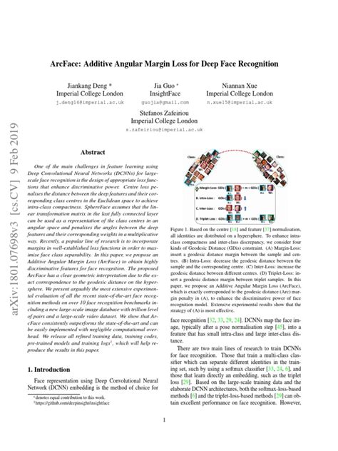 Arcface Additive Angular Margin Loss For Deep Face Recognition Pdf