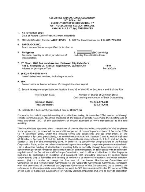 Fillable Online Current Report Under Section 17 Of The Securities Regulation Code Fax Email