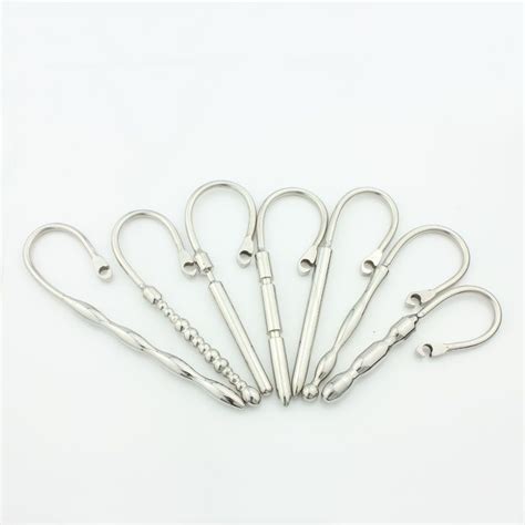 Real Stainless Steel Male Urethral Probe Rubber Cock Ring Urethral Plunger Erotic Sex Slave