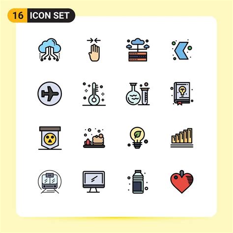 Set Of 16 Commercial Flat Color Filled Lines Pack For Pointer Left