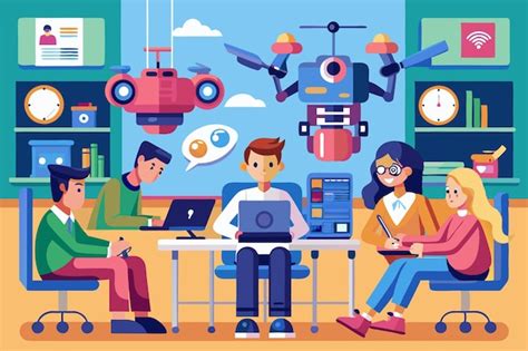 Premium Vector Robotics Lab Programming Robotic Drones For Various Applications Vector