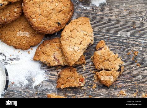 Oatmeal Cookies With The Addition Of Dried Fruits And Various Types Of Nuts Including Peanuts