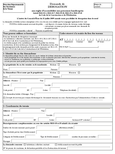 Modele Demande Derogation Descargar Gratis Pdf Accessibilité