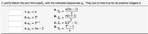 solved 1 point match the sum formulassn with the indicated