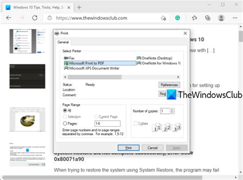 Enable System Print Dialog In Microsoft Edge In Windows 10