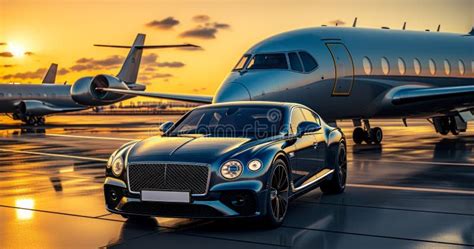 Luxury Business Class Super Car And Private Jet Stock Illustration