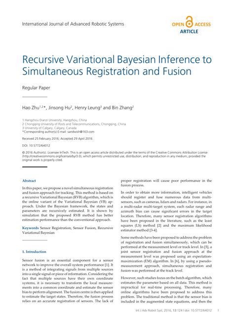 Pdf Recursive Variational Bayesian Inference To Simultaneous Registration And Fusion