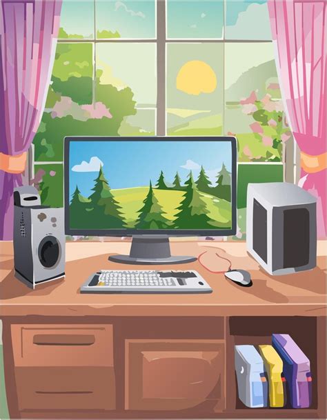 Computer Room Office Workstation Workspace Desktop Keyboard Mouse Cyber