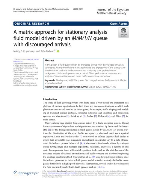 Pdf A Matrix Approach For Stationary Analysis Fluid Model Driven By