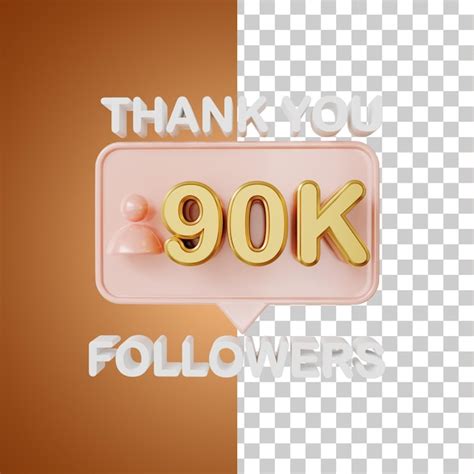 Premium Psd 90k Followers Gold 3d Rendering