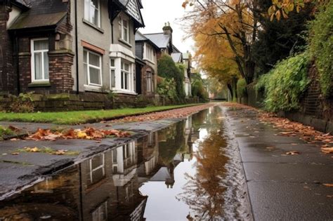 Premium Ai Image Gutter Failing To Drain Rainwater Causing A Puddle