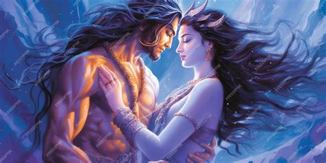 Premium Photo Portrait Of Shiv Parvati In Love Generative Ai