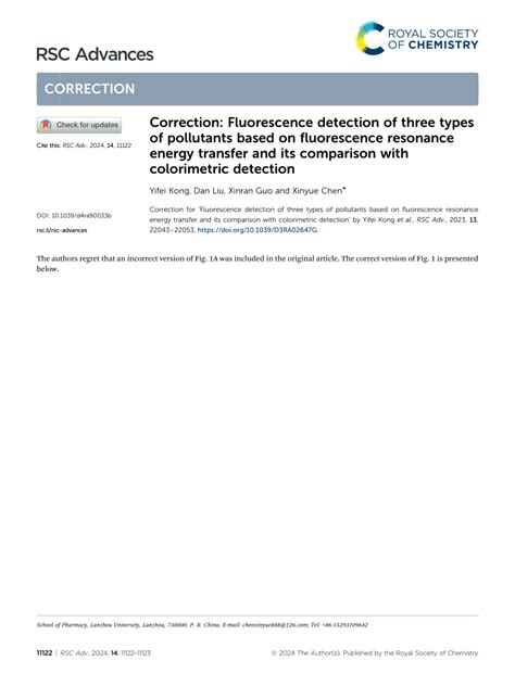 Pdf Correction Fluorescence Detection Of Three Types Of Pollutants Based On Fluorescence