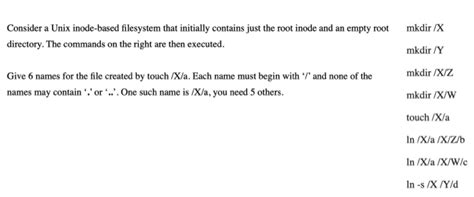 Solved Mkdir X Consider A Unix Inode Based Filesystem That