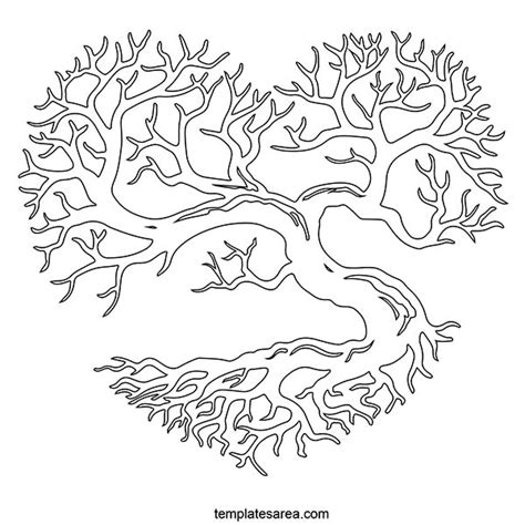 Free Heart Shaped Tree Outline Printable Template