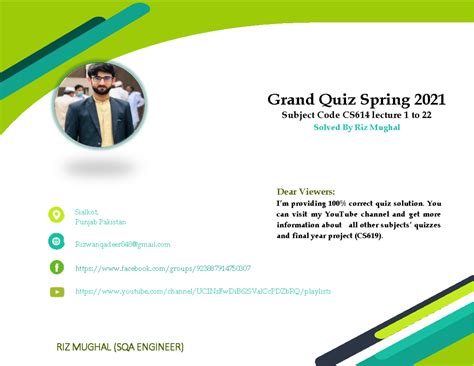 CS Grand Quiz Solved Spring By Riz Mughal Data Warehousing Grand Quiz Spring