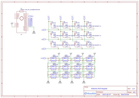 Arduino 4x3 Hot Swappable Keypad Oshwlab