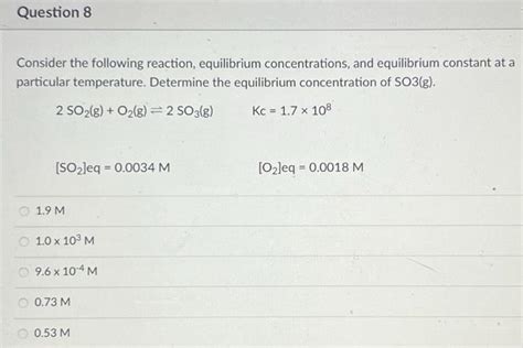 Solved Determine The Value Of Kc For The Following Reaction Chegg Com