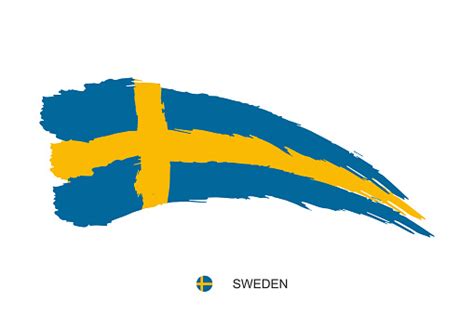 노란 십자가와 수채화 그림 스웨덴 국가 블루 색상 플래그 그런 지 브러쉬 스트로크 스웨덴어 독립 기념일 기호벡터 추상화 일러스트