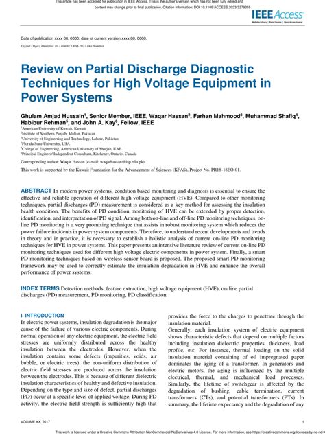 Pdf Review On Partial Discharge Diagnostic Techniques For High Voltage Equipment In Power Systems