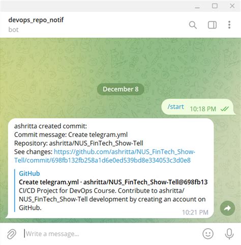 GitHub Ashritta NUS FinTech Show Tell CI CD Project For DevOps Course