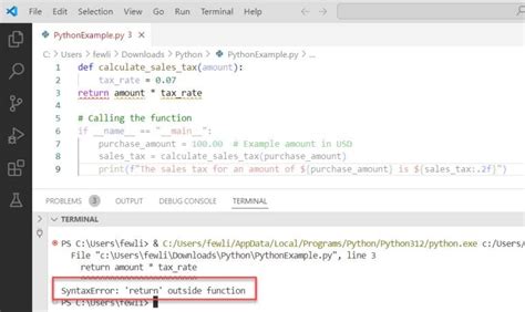 Syntaxerror Return Outside Function Error In Python