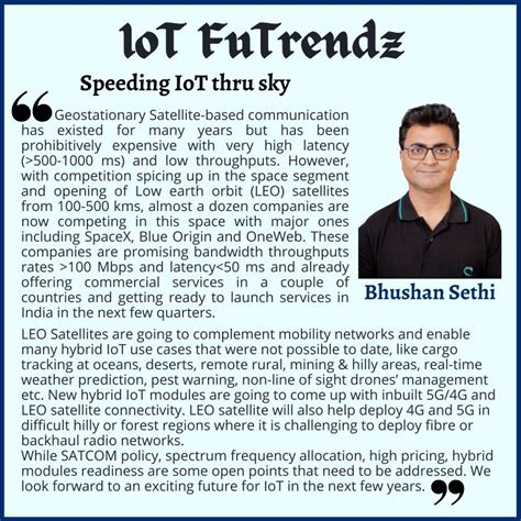 Bhushan Sethi On Linkedin Iotfutrendz Iot Leo Satellite