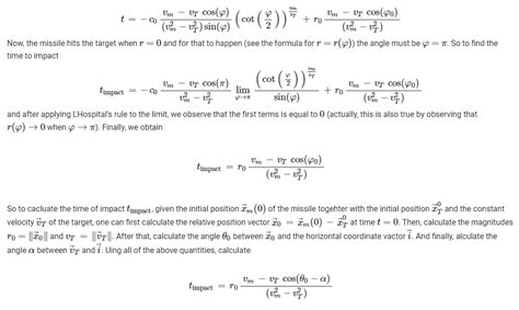 Game Physics Calculating Hit Time Of A Homing Missile And Moving Target Stack Overflow
