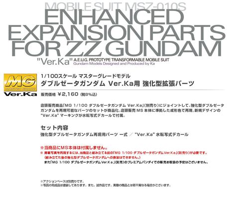 Enhanced Expansion Parts For Mg 1100 Msz 010s Zz Gundam Verka