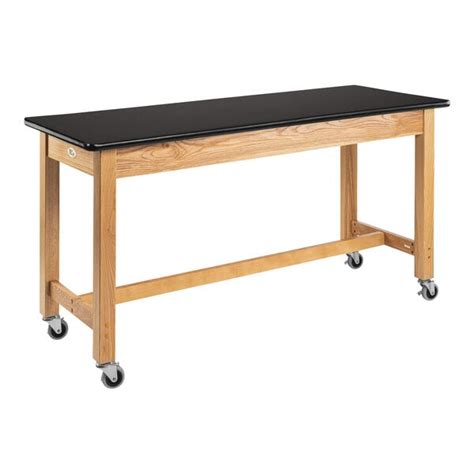 National Public Seating Wood Science Lab Table With High Pressure Laminate Top And Casters